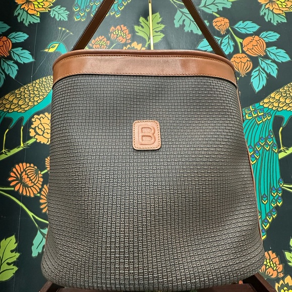 Bally | Bags | Bally Vintage Monogram Coated Canvas Leather Bucket ...